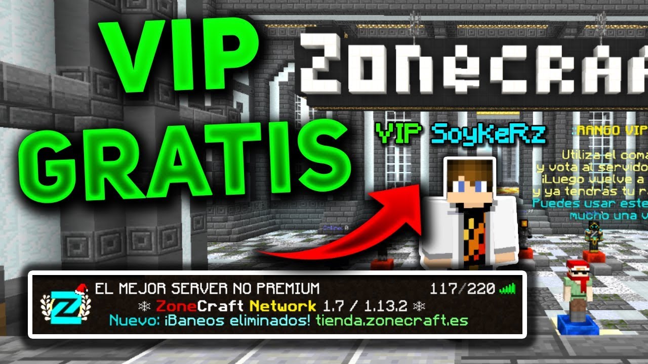 COMO TENER VIP GRATIS EN ZONECRAFT 😱 SoyKeRz - YouTube
