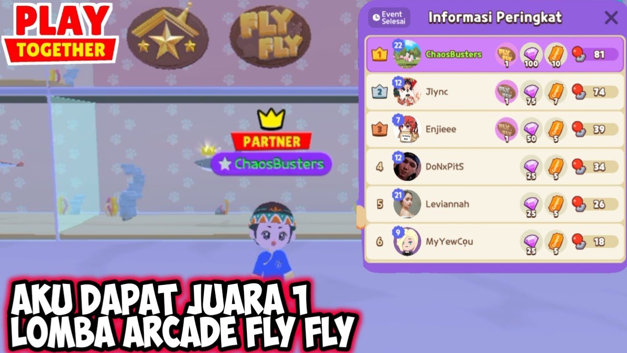 aku dapat juara 1 lomba arcade fly fly play together - YouTube