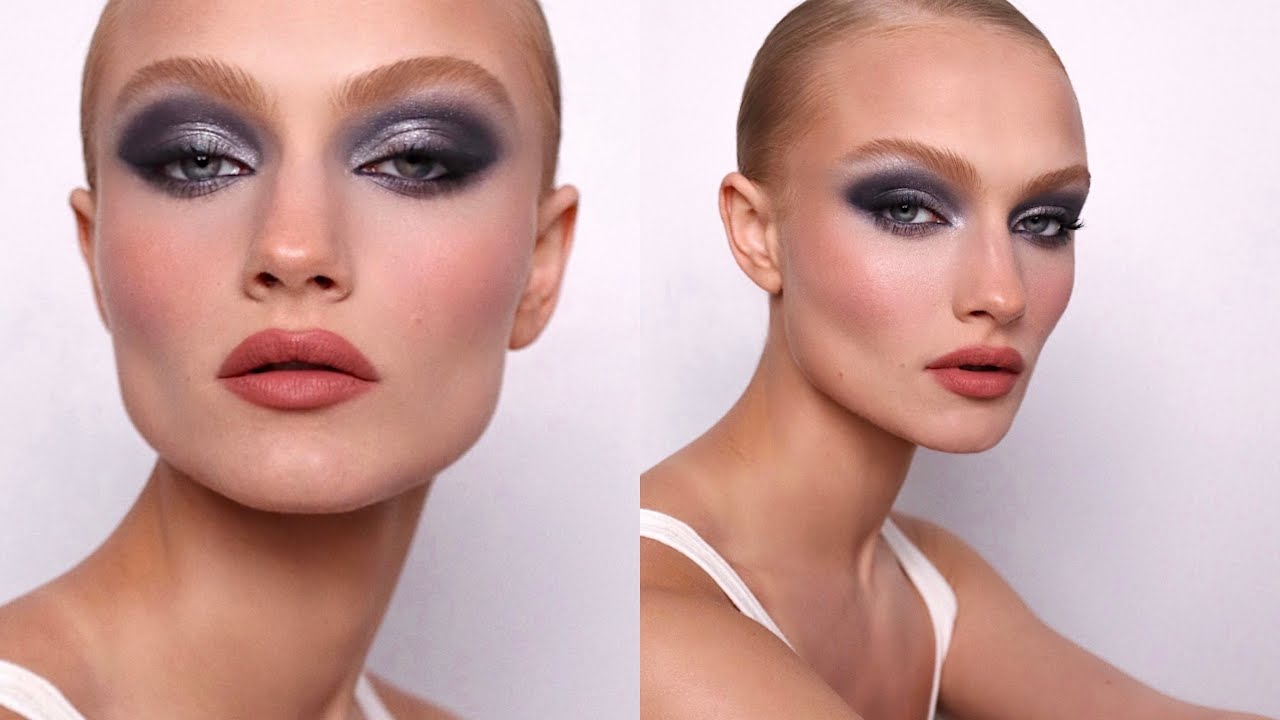 Elongated Grey-Blue Smokey Eye Makeup | Hung Vanngo - YouTube