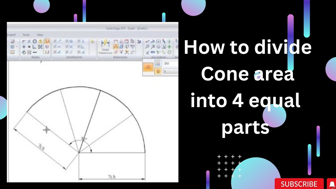 How to divide Cone area into 4 equal parts - YouTube