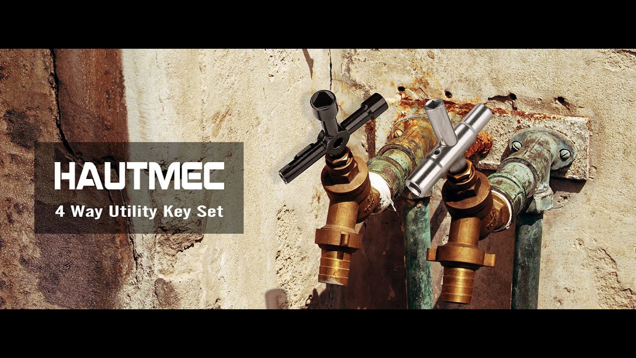 HAUTMEC 4 Way Sillcock Water Key,Multi-Function Utilities Key Set for ...