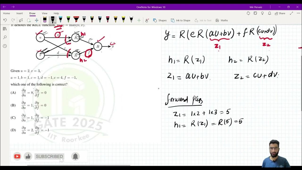Solve Neural Network Gradient GATE 2025 Data Science Q42 Solution - YouTube