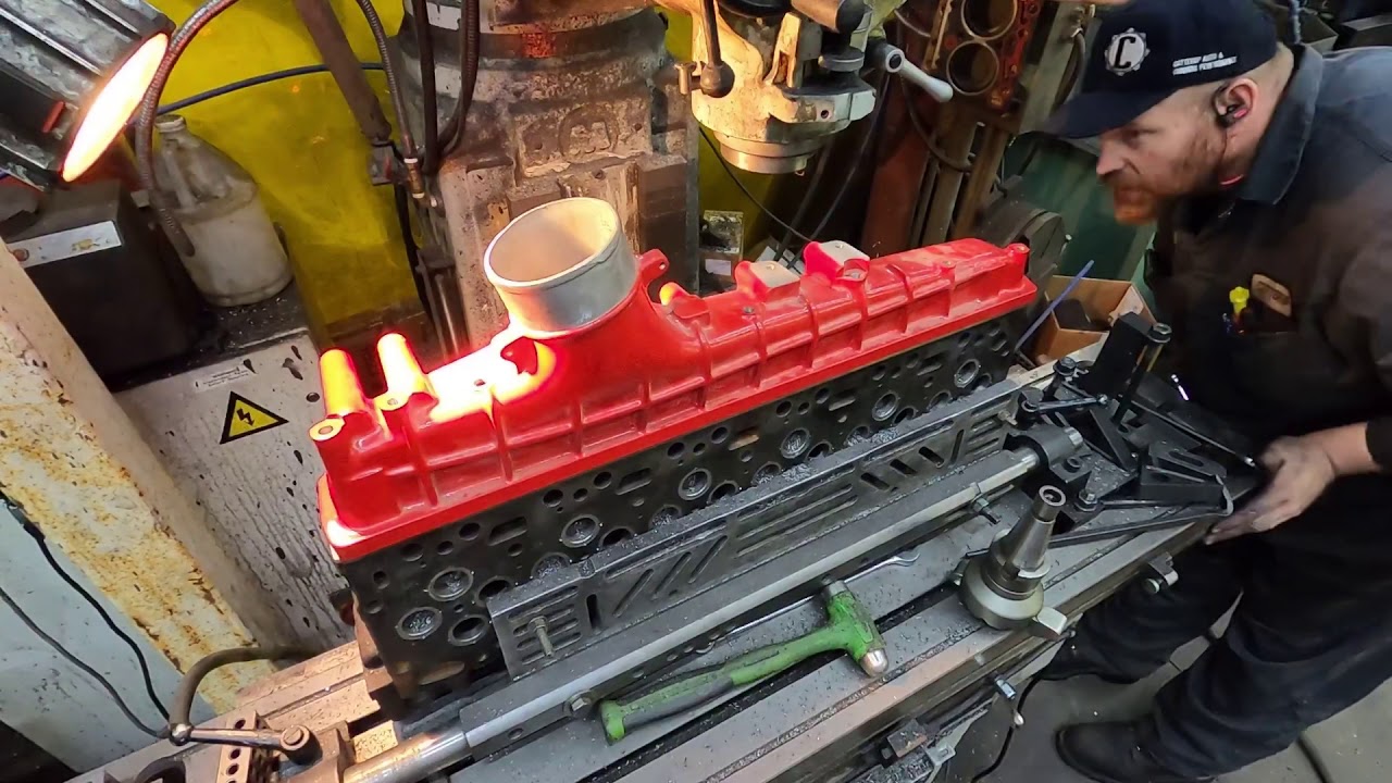 Side draft machining on Cummins head PART 1 - YouTube