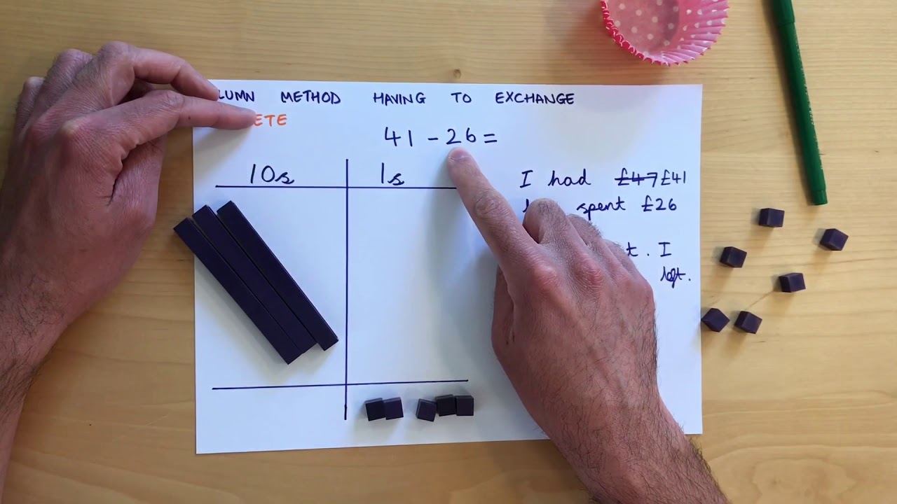 Subtraction - Column method (exchanging) - YouTube