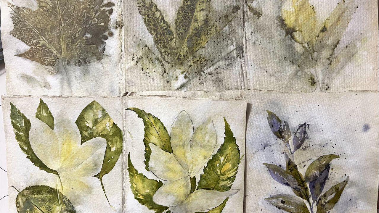 Eco dyed papers with watercolour enhancements. - YouTube