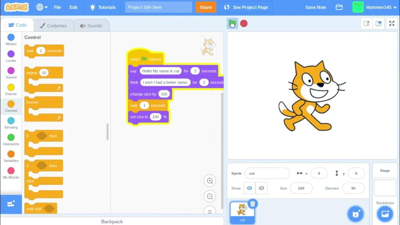 Using the looks blocks - Scratch 3.0 getting started tutorial part 5 ...