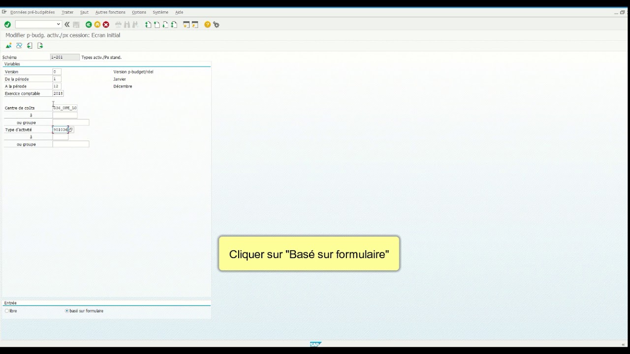 Budget - Saisie du prix de cession des activités (KP26 - SAP ERP) - YouTube