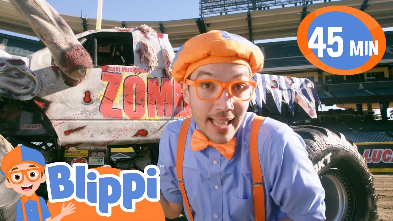 Blippi Sees Monster Trucks UP CLOSE! | Fun Vehicles | Blippi ...