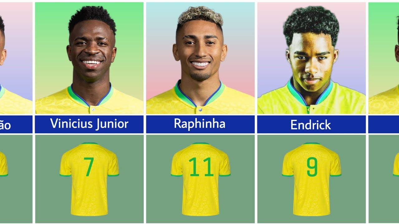 Brazil New Players And Jersey Number - YouTube