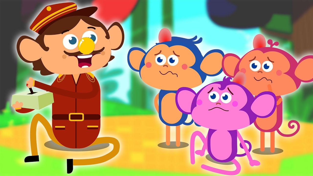 5 Little Monkeys 🐵 Nursery Rhymes + More Fun Songs for kids | Captain ...