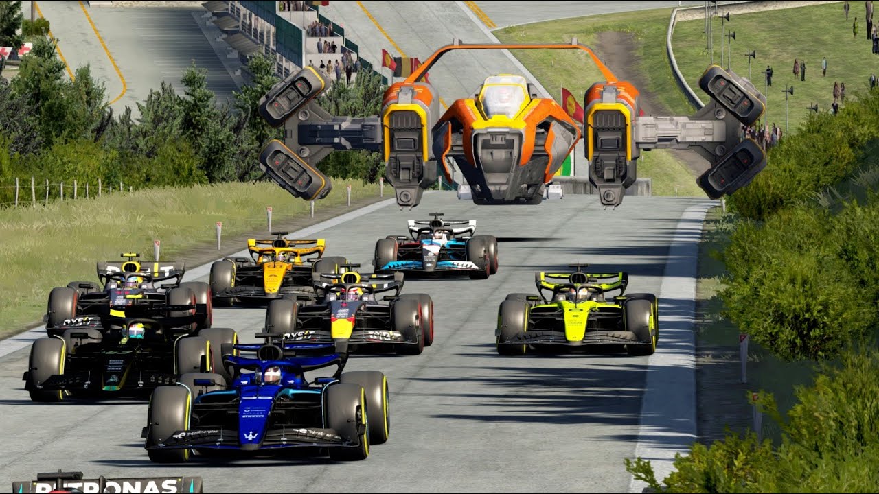 Star Wars SF Fighter A vs F1 Racing Cars at Old SPA - YouTube