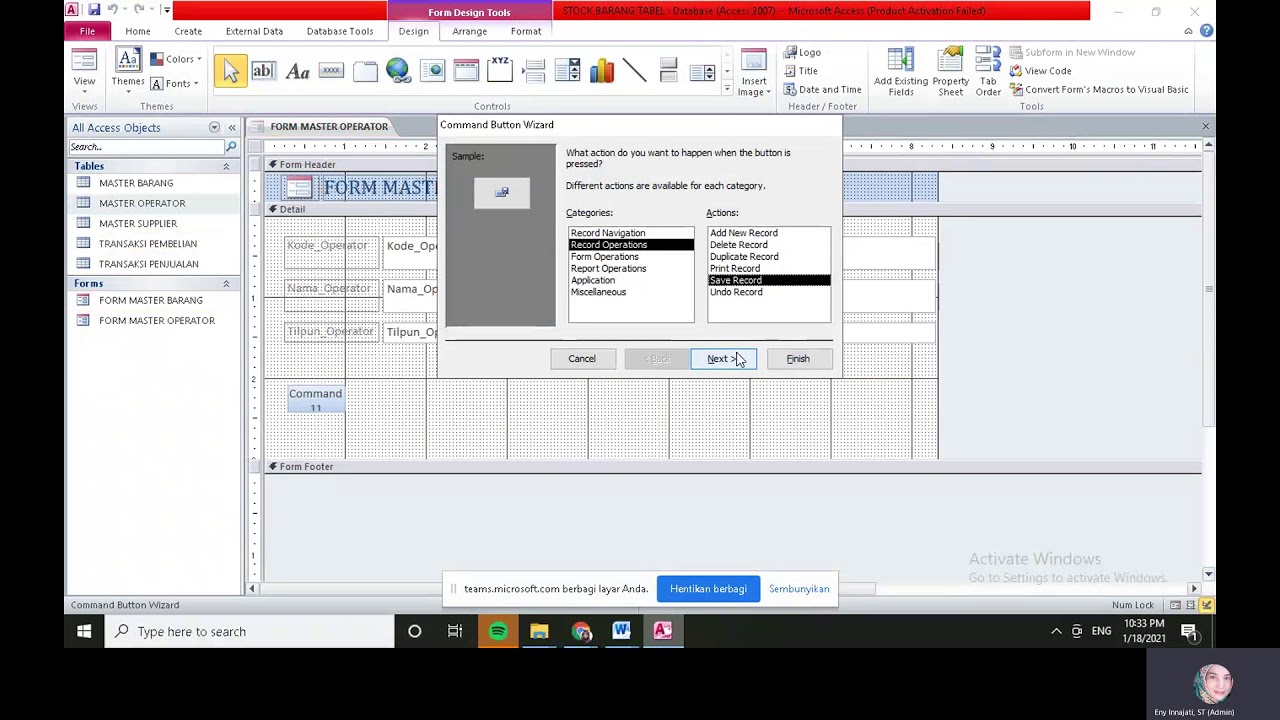 MEMBUAT FORM DATABASE STOK BARANG DI MS ACCESS - YouTube