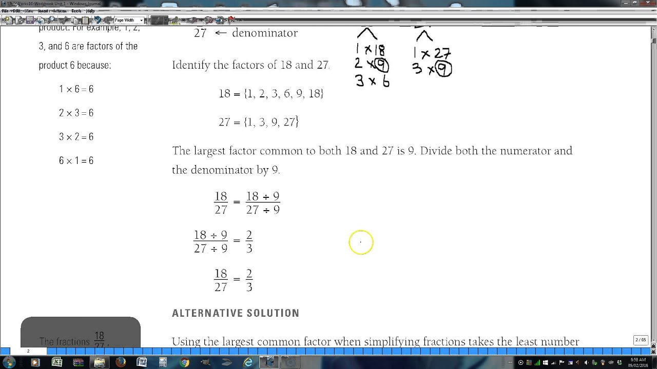 Ch 1.1, Example 1, Pg 10, Mathworks 10 Workbook, Math 10 A&W, Rick ...