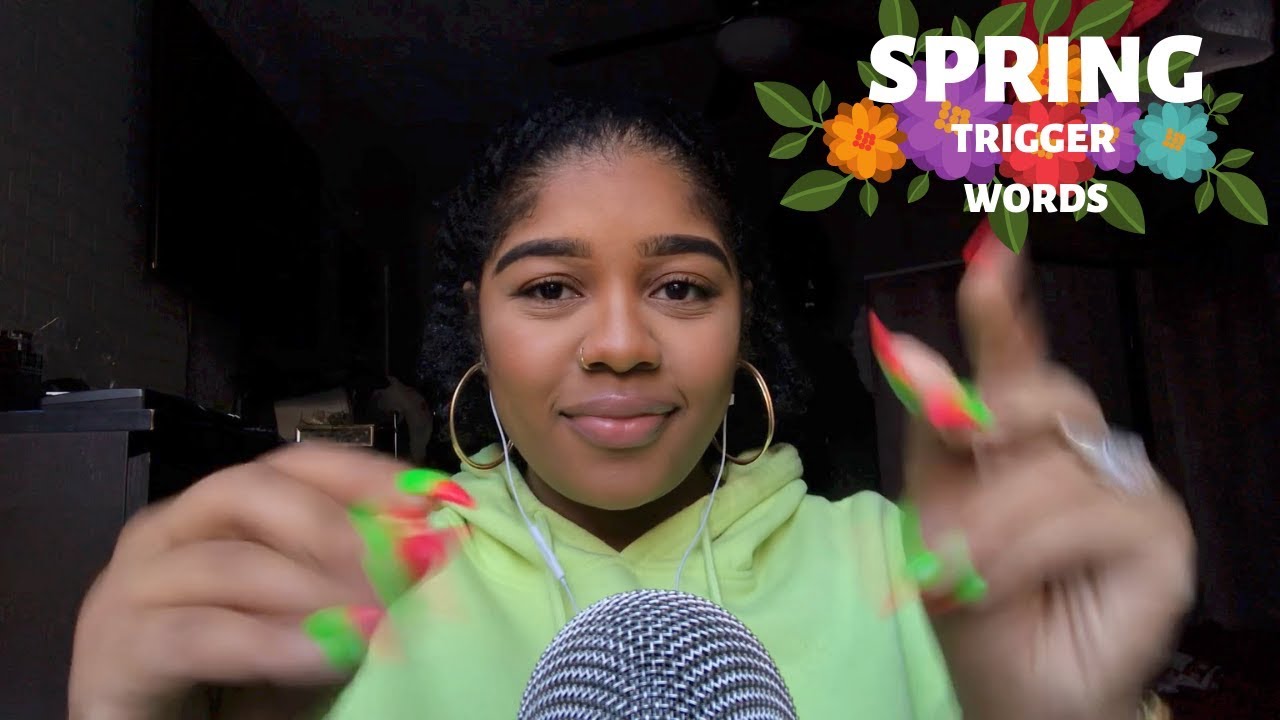 ASMR- SPRING TRIGGER WORDS (Mouth Sounds, Hand Movements, Word ...