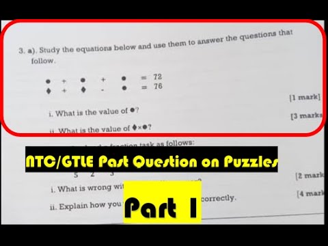 NTC/GTLE past question on puzzles - YouTube