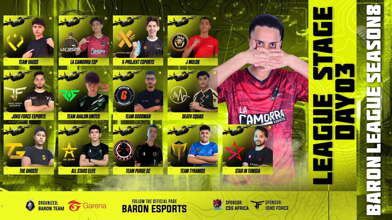 LEAGUE BARON S8 🔥🔥 DAY 3 📢📢🇲🇦🇩🇿🇪🇸🇹🇳🇮🇶🇾🇪 - YouTube