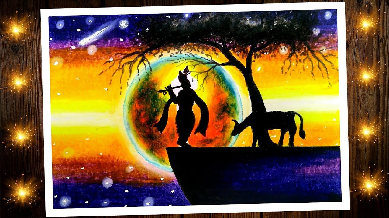 Janmashtami special Krishna drawing with oil pastel. Janmashtami ...