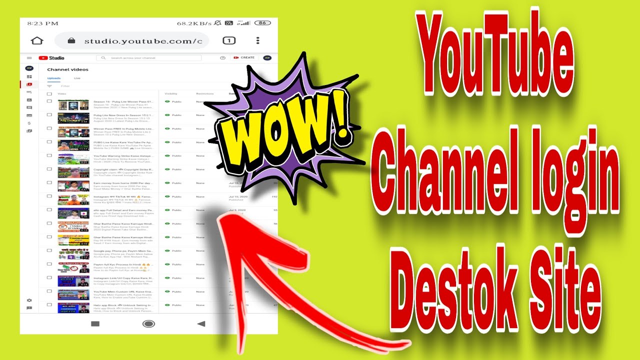 How to login YouTube Channel in desktop Site - YouTube