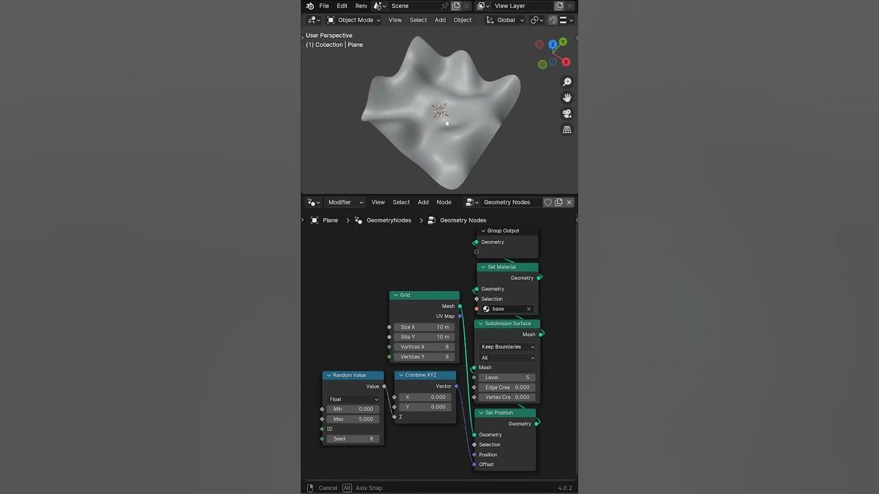 How to make random wavy surface - Blender3D Geometry Nodes(#Shorts) #blender3d #tutorial - YouTube