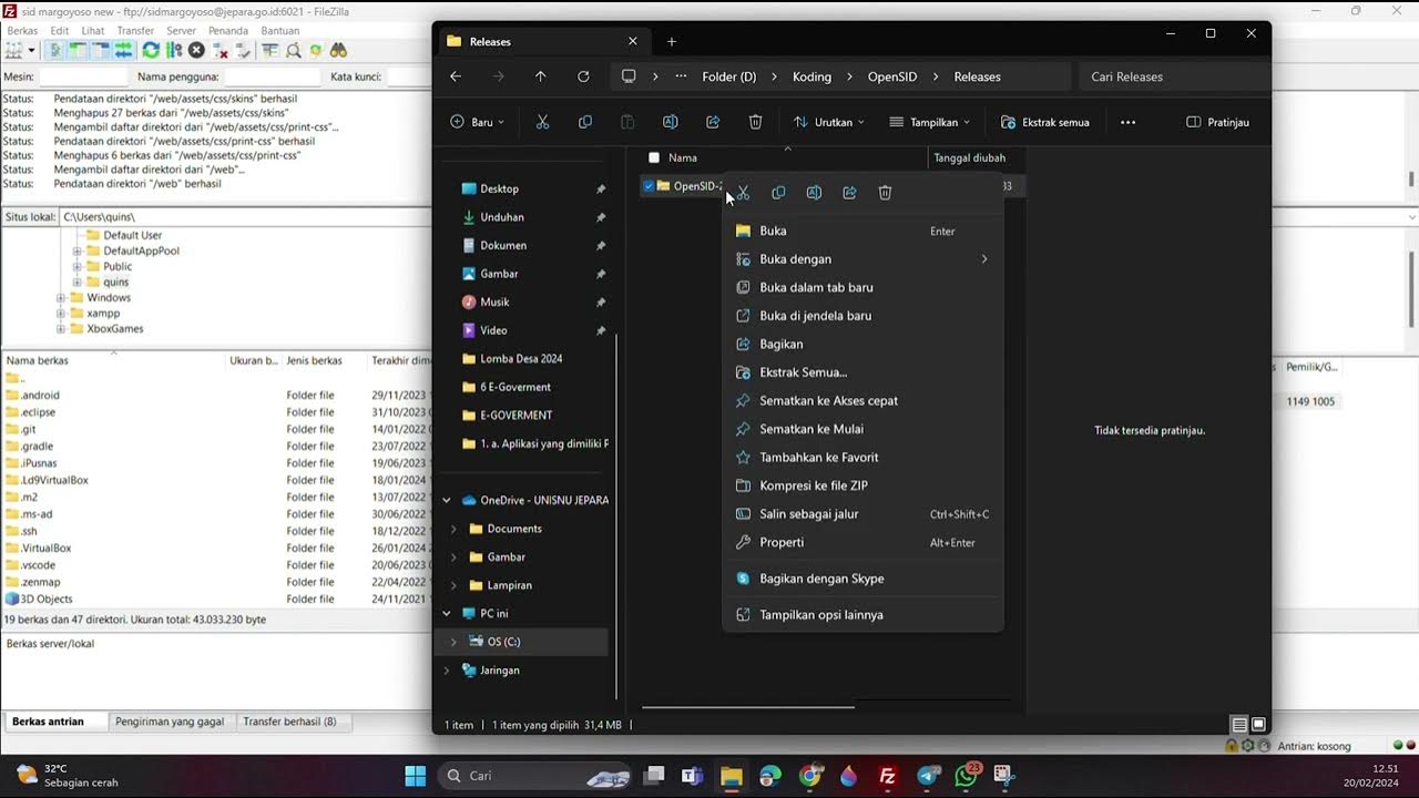 Tutorial Update Open SID versi 21.xx menggunakan filezilla - YouTube