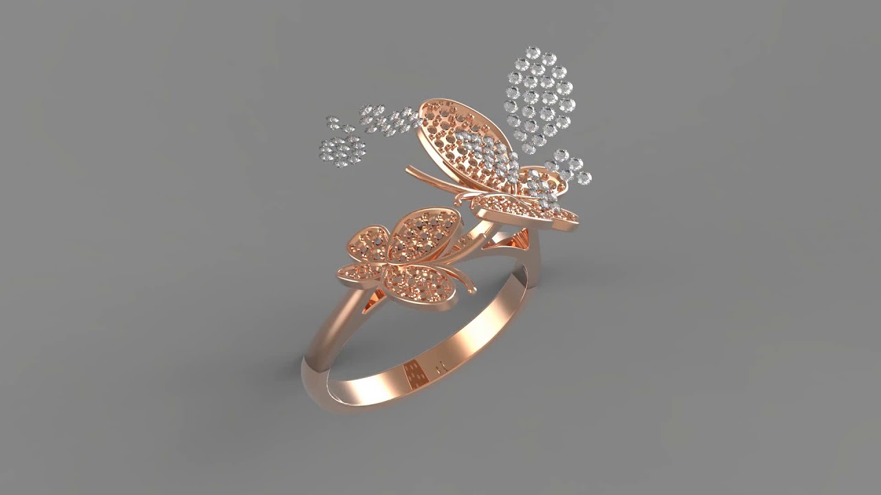 KEYSHOT-ROSE GOLD RING BUTTERFLY ANIMASTION- - YouTube
