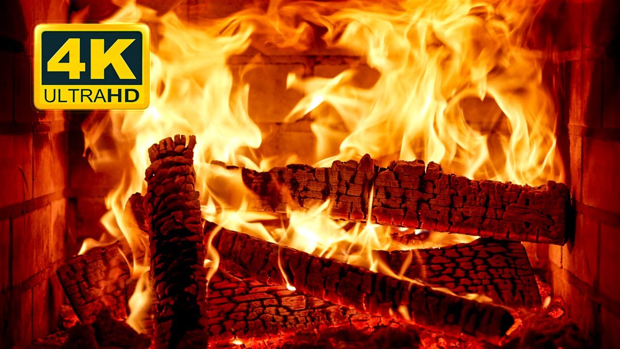 🔥 FIREPLACE Ultra HD 4K. Fireplace with Crackling Fire Sounds ...
