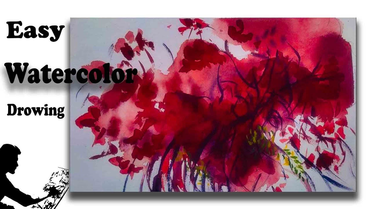 How to Draw a Watercolor Flower Scenery | sinple flower drowing for ...