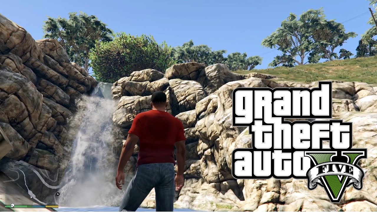 Franklin HD Gameplay with Nature-Gta-5 ,Garden,River,Waterfall,Fields ...