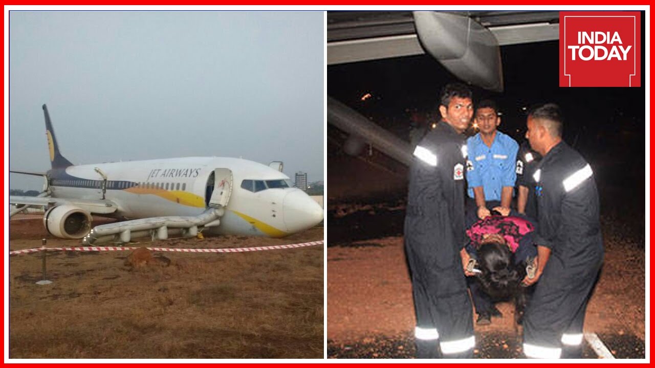 Goa - Mumbai Jet Airways Flight Veers Off Runway - YouTube