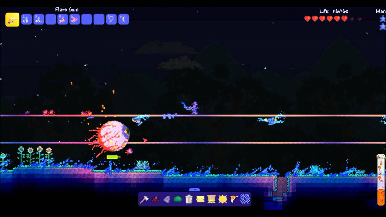 Terraria #BOSSFIGHTS Eye of Cthulhu! [Flare gun] - YouTube
