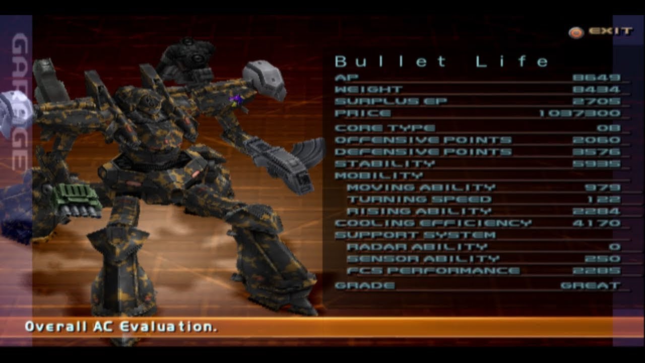 Armored Core Silent Line (PS2) - SL Bullet Life Data Retrieval - YouTube