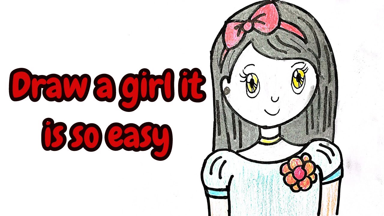 how to draw a girl easy step by step for beginners - YouTube