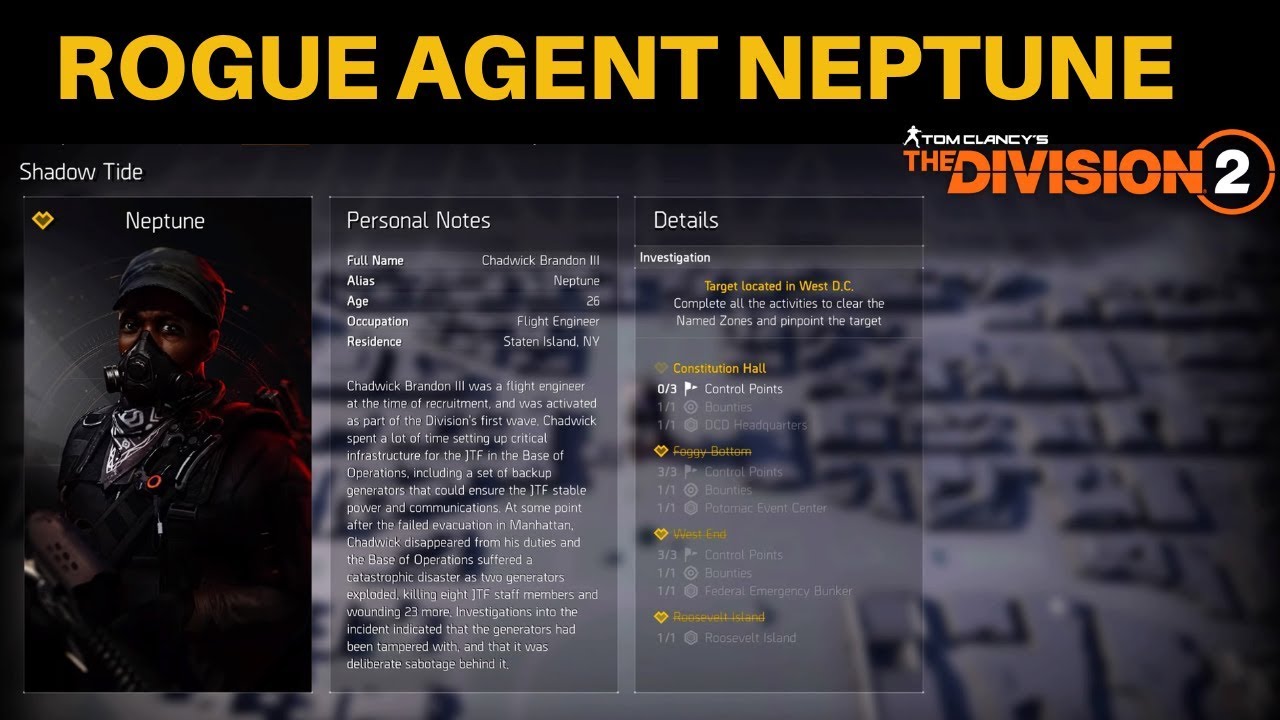 The Division 2 - ROGUE AGENT "NEPTUNE" BATTLE! (SEASON ONE) - YouTube
