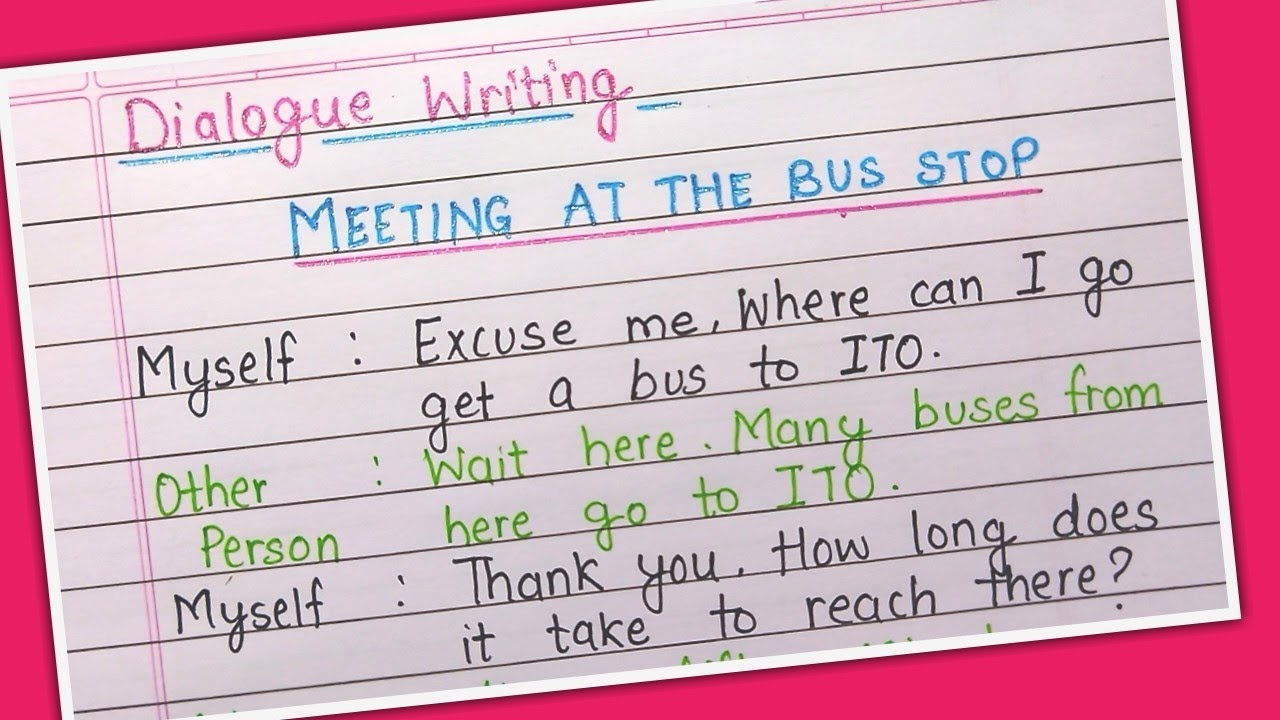 Dialogue writing at bus stop | Conversation at bus stop in english ...