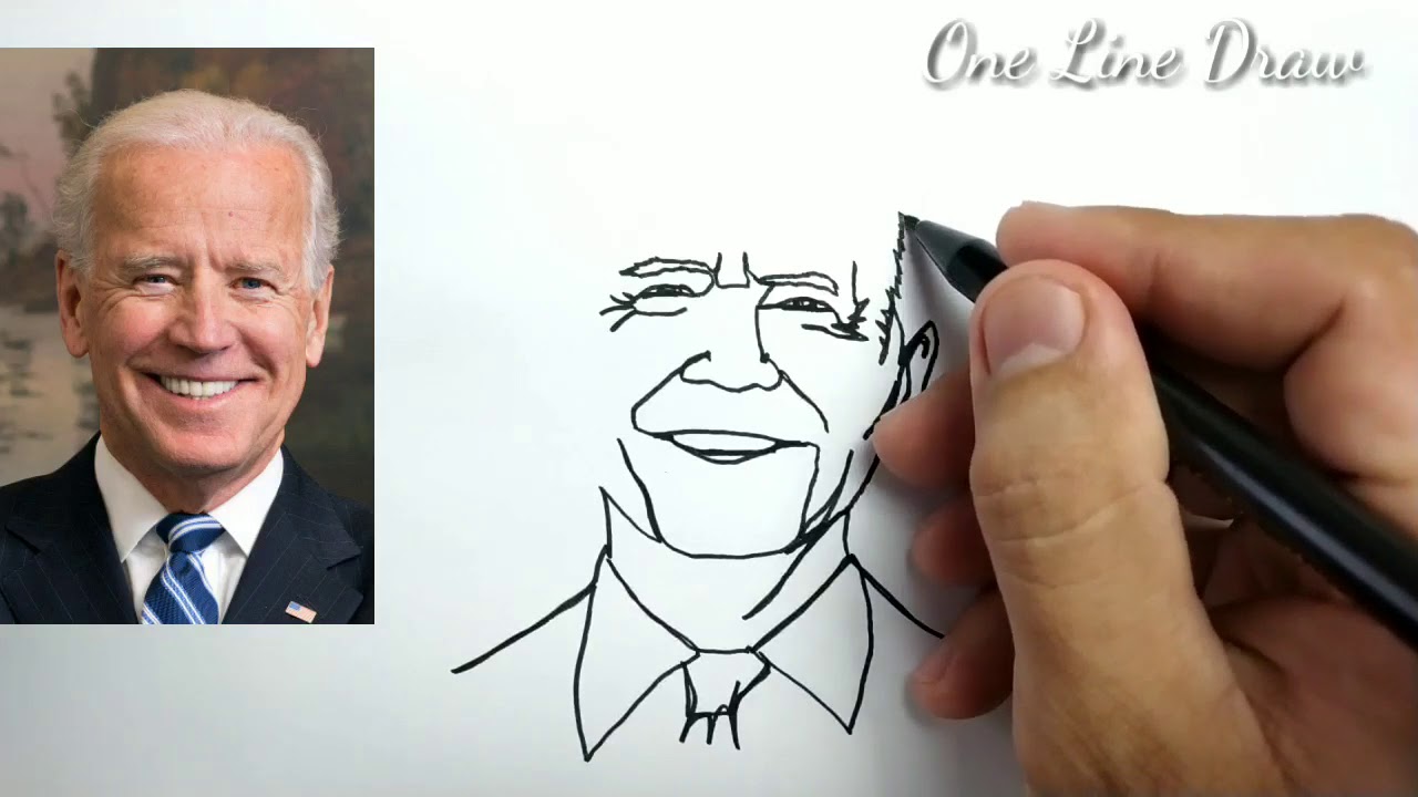 VERY EASY , one line drawing joe biden / drawing by one line / how to ...
