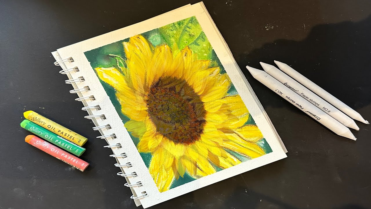 Oil pastel drawing Sunflower 🌻 / how to color sunflower with oil pastel ...