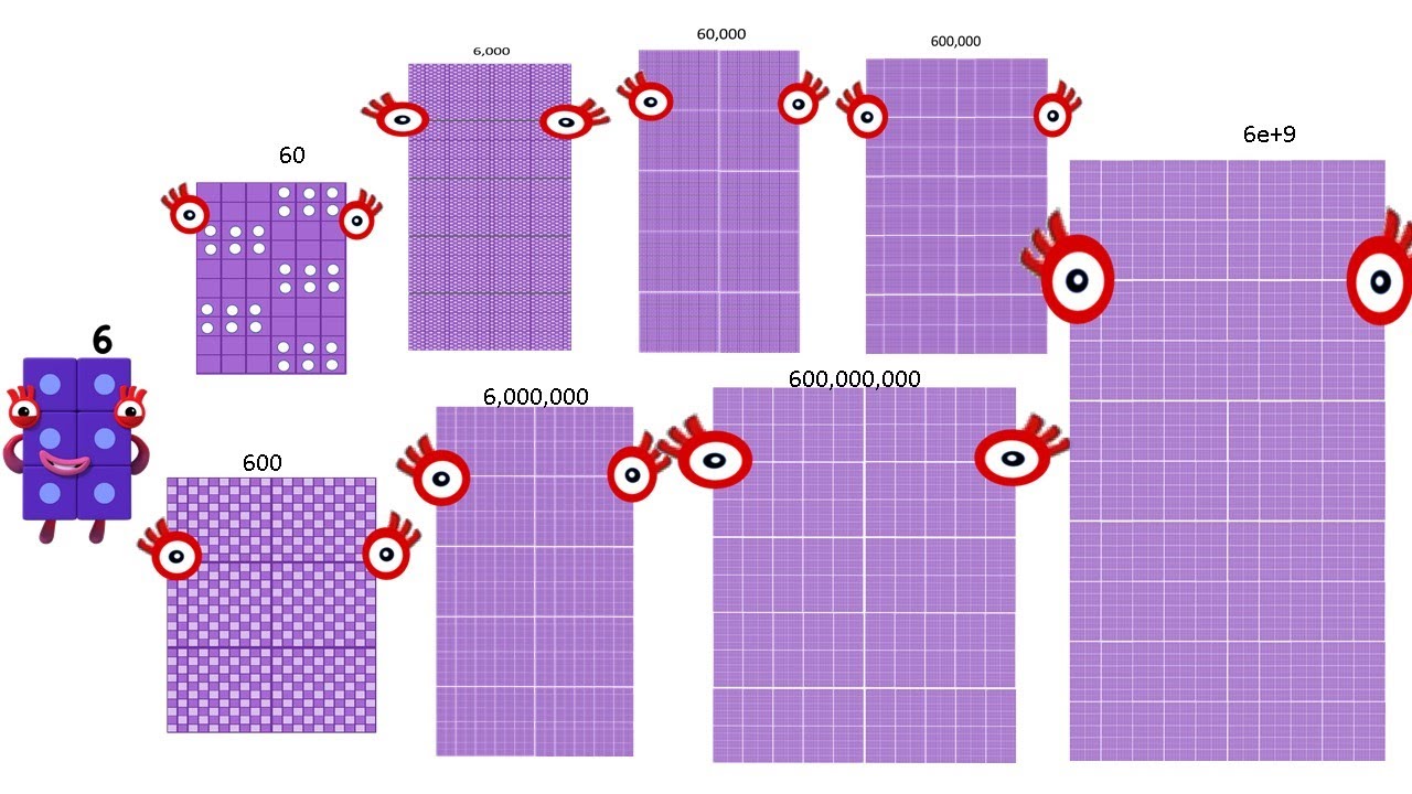 Numberblocks infinities from number 6 - 6e9 - YouTube