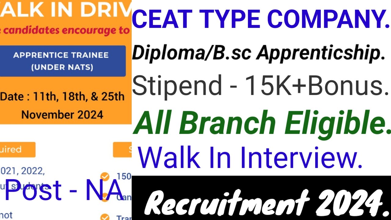 Ceat Tyre Company Recruitment 2024. #ceat #ceattyre - YouTube
