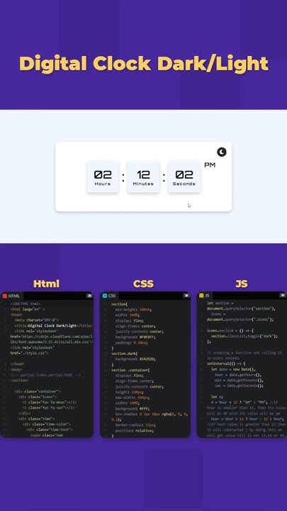 Digital clock using html css and javascript #html5 #css3 #js #javascript #webdesign #ui # ...