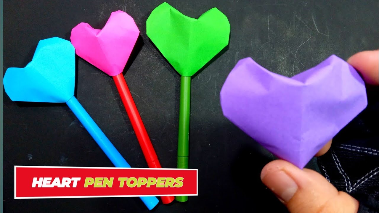 Origami Pen Topper - HEART SHAPE | Hello Origami Lover - YouTube