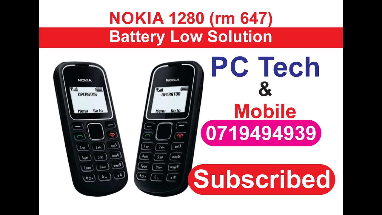 Nokia 1280 Battery Low Solution 100% tested - YouTube