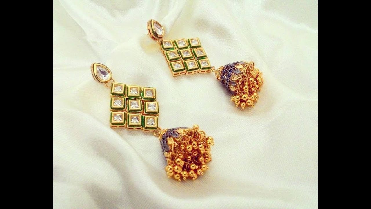 Gold Kundan Earrings Designs || exclusive Kundan Jewellery collections ...