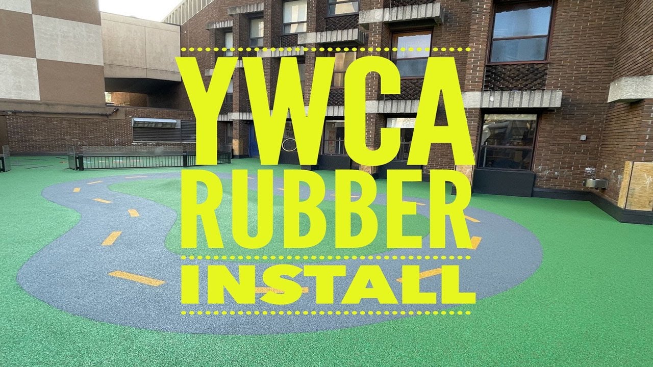 PIP Rubber Surfacing Installation - YWCA Rooftop - YouTube