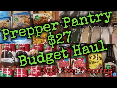 Prepper Pantry $27 Budget Haul/Cheap Food Storage/36 spice jars filled ...
