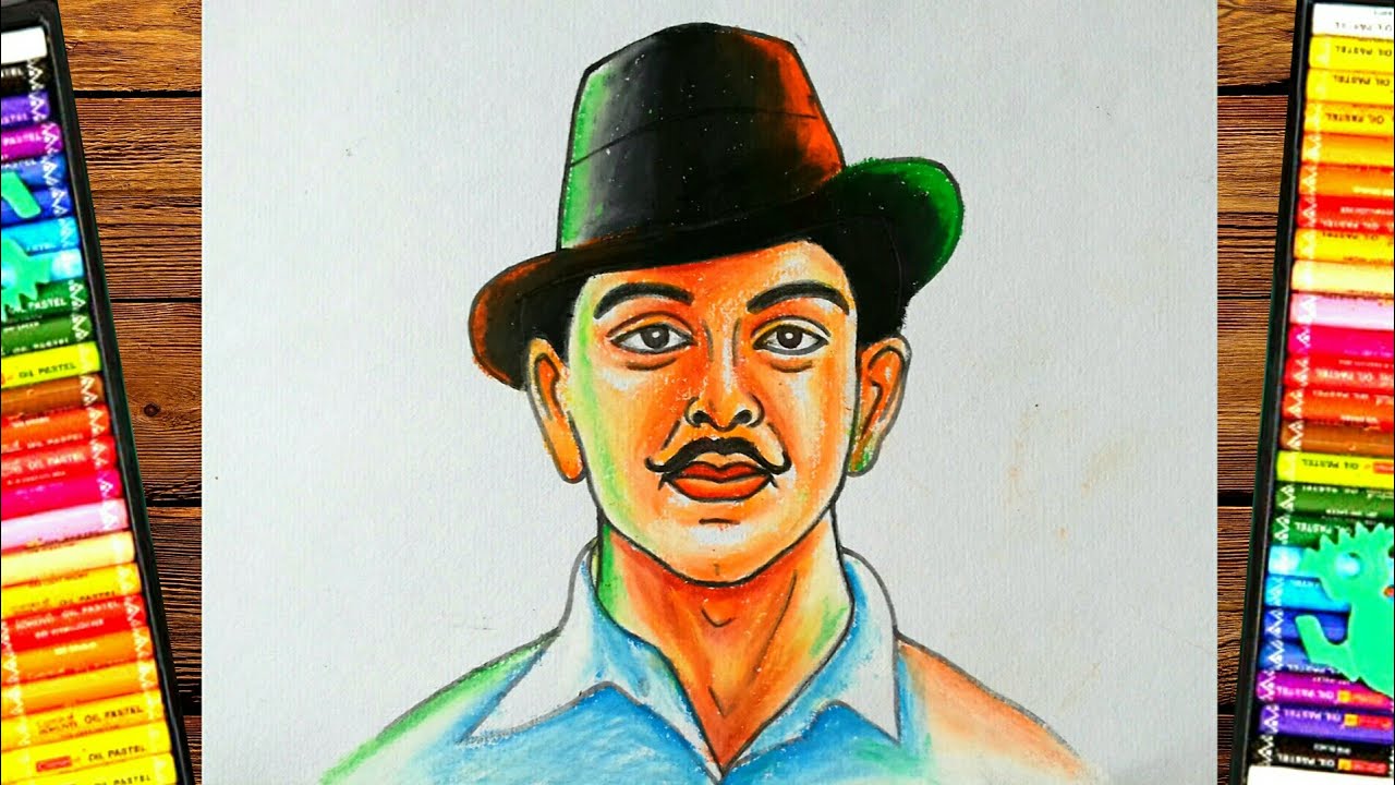 Freedom fighters Bhagat Singh drawing with oil pastel color - YouTube