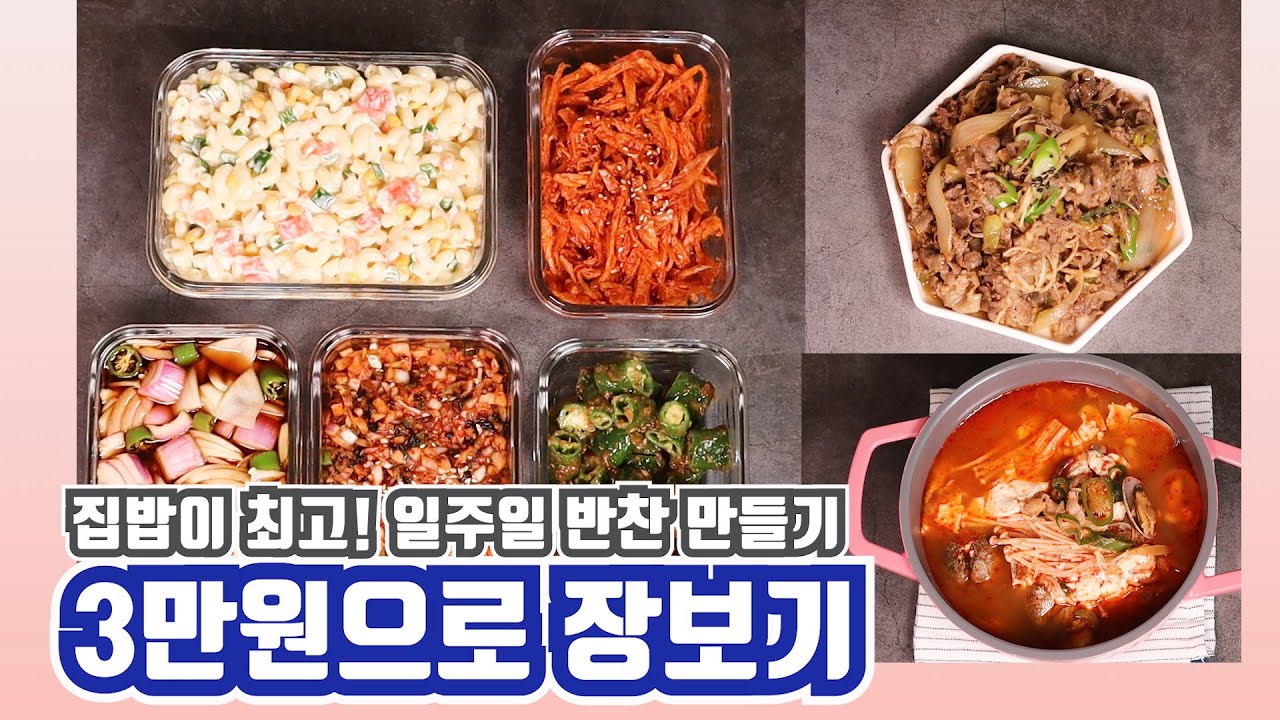 3만원으로 장보기 46 자취생 일주일반찬 만들기 반찬5가지 순두부찌개 제육불고기 맛있는 집밥 Sub Youtube
