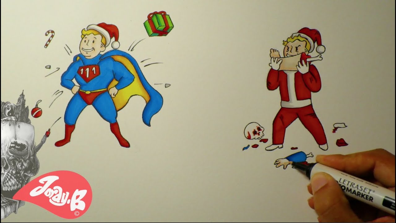 Drawing Fallout 4 Vault Boy Ep.3 - Happy Christmas!!! - YouTube