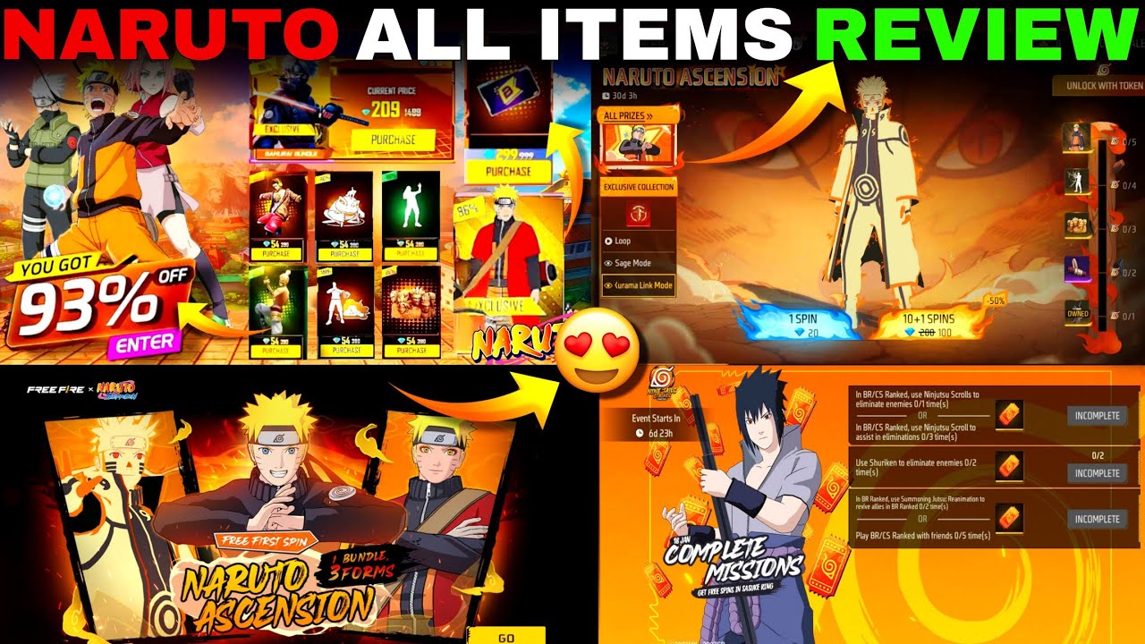 Free fire x Naruto Fist skin | Naruto all items 🤯💥| free fire New event ...