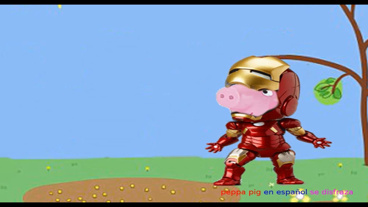 peppa pig en español se disfraza Iron Man - YouTube