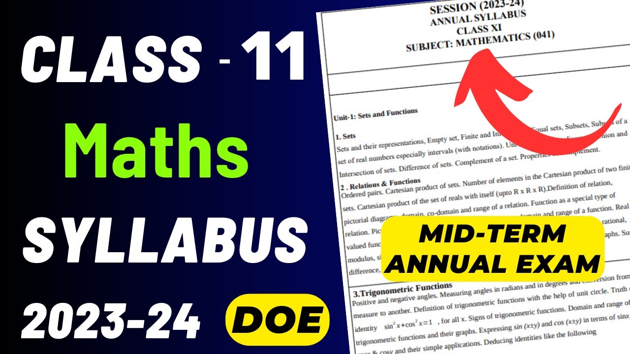 Maths Syllabus Class 11th | math syllabus class 11 2023 - 2024 | NCERT ...
